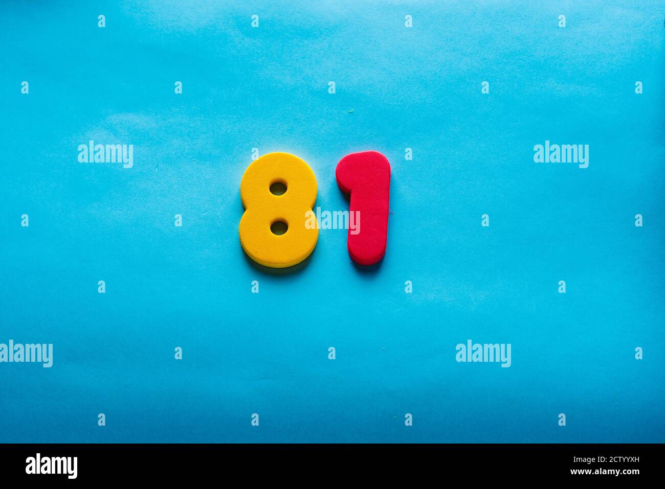 81 years old celebrating classic logo. Colored happy anniversary eighty ...