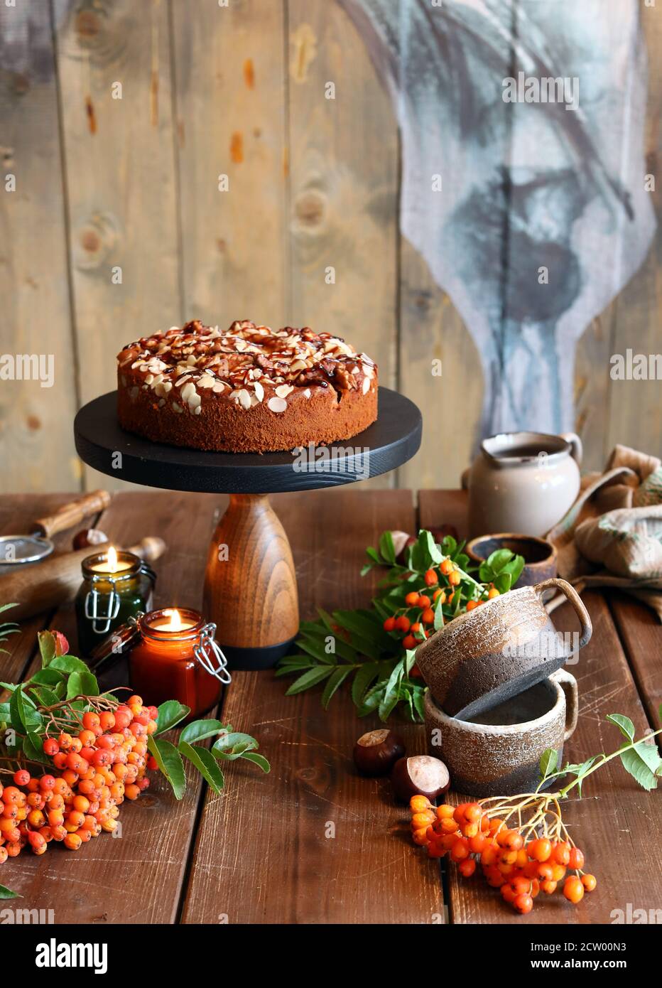 still life chocolate cake with nuts Stock Photo - Alamy