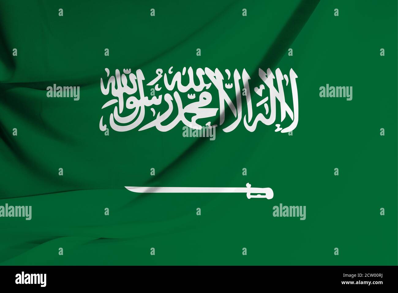 The national flag of the Kingdom of Saudi Arabia on fabric texture ...
