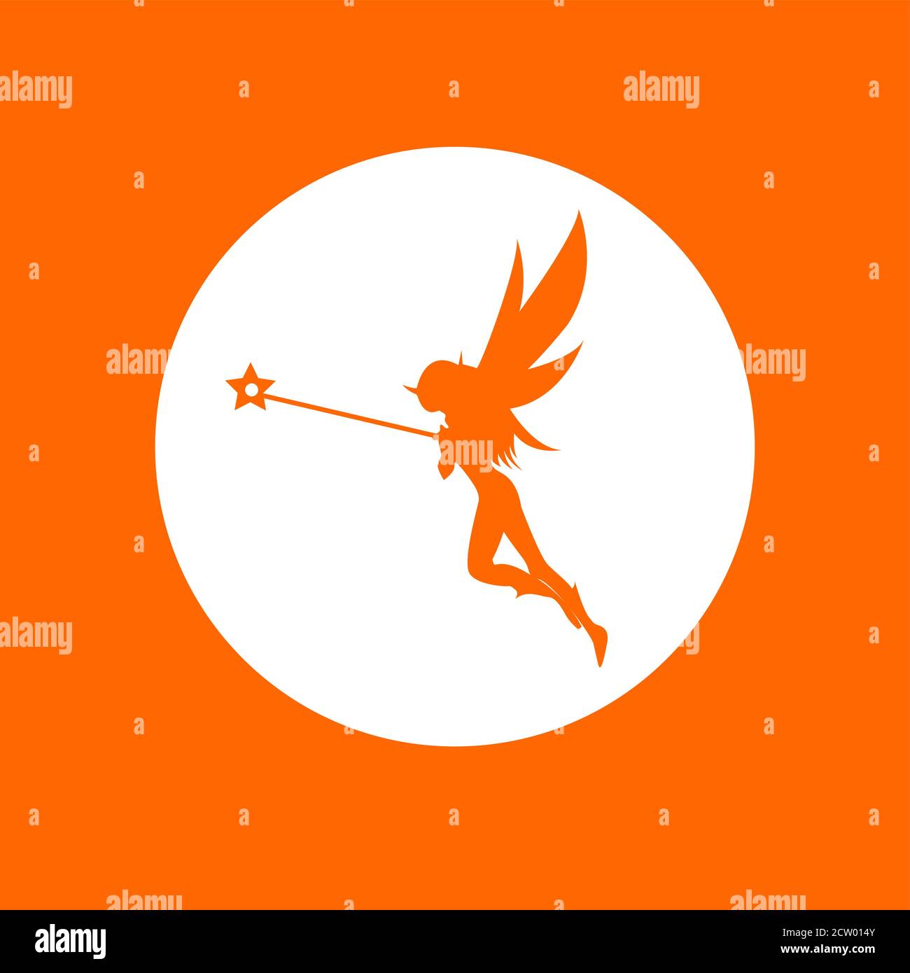 Fairy sign icon. In white circle on a orange background Stock Vector ...