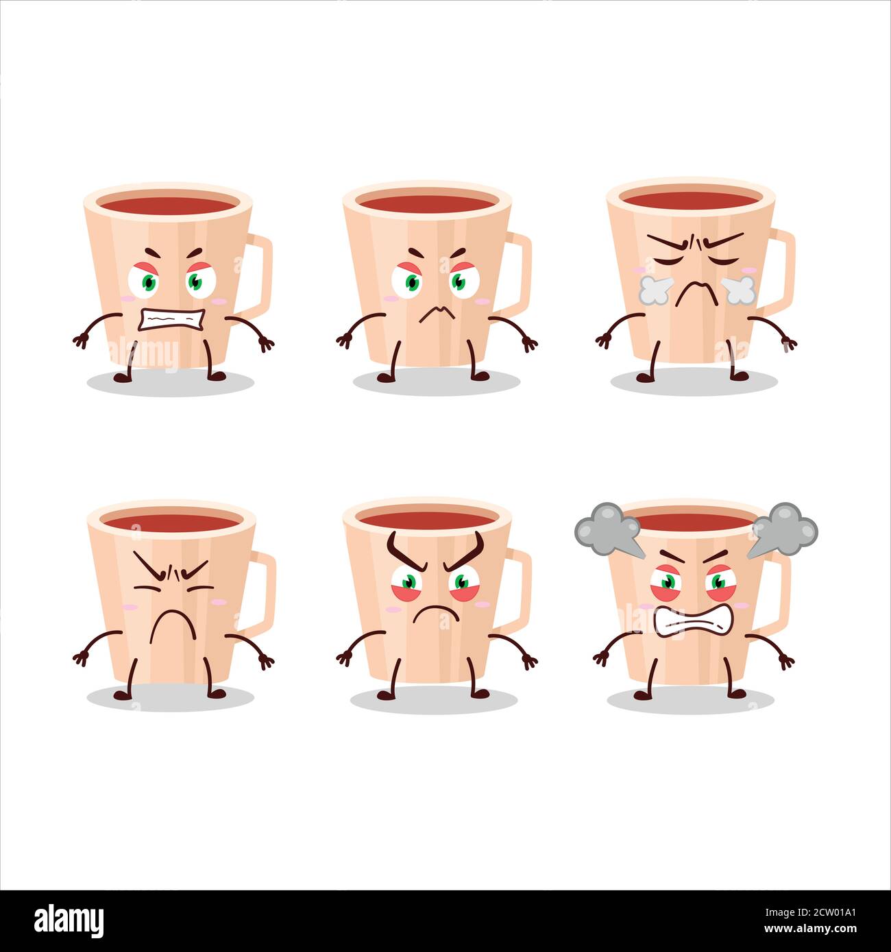 Thanksgiving tea cartoon character with various angry expressions Stock ...