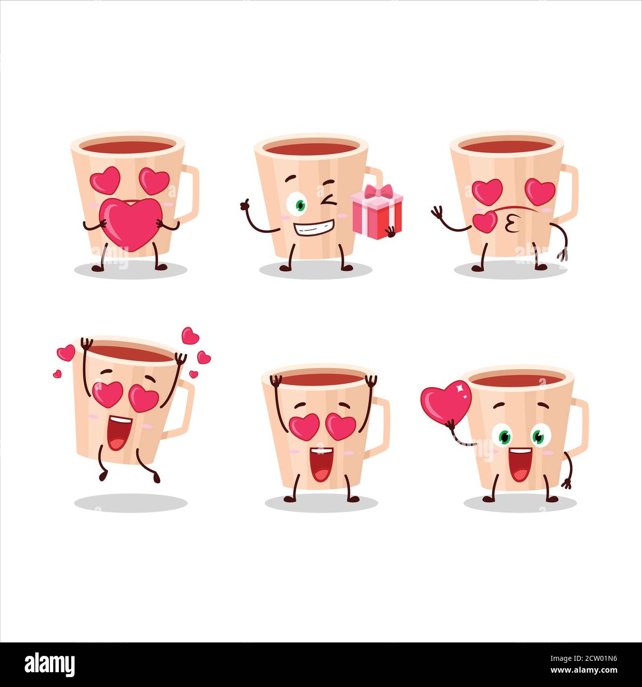 Thanksgiving tea cartoon character with love cute emoticon Stock Vector ...