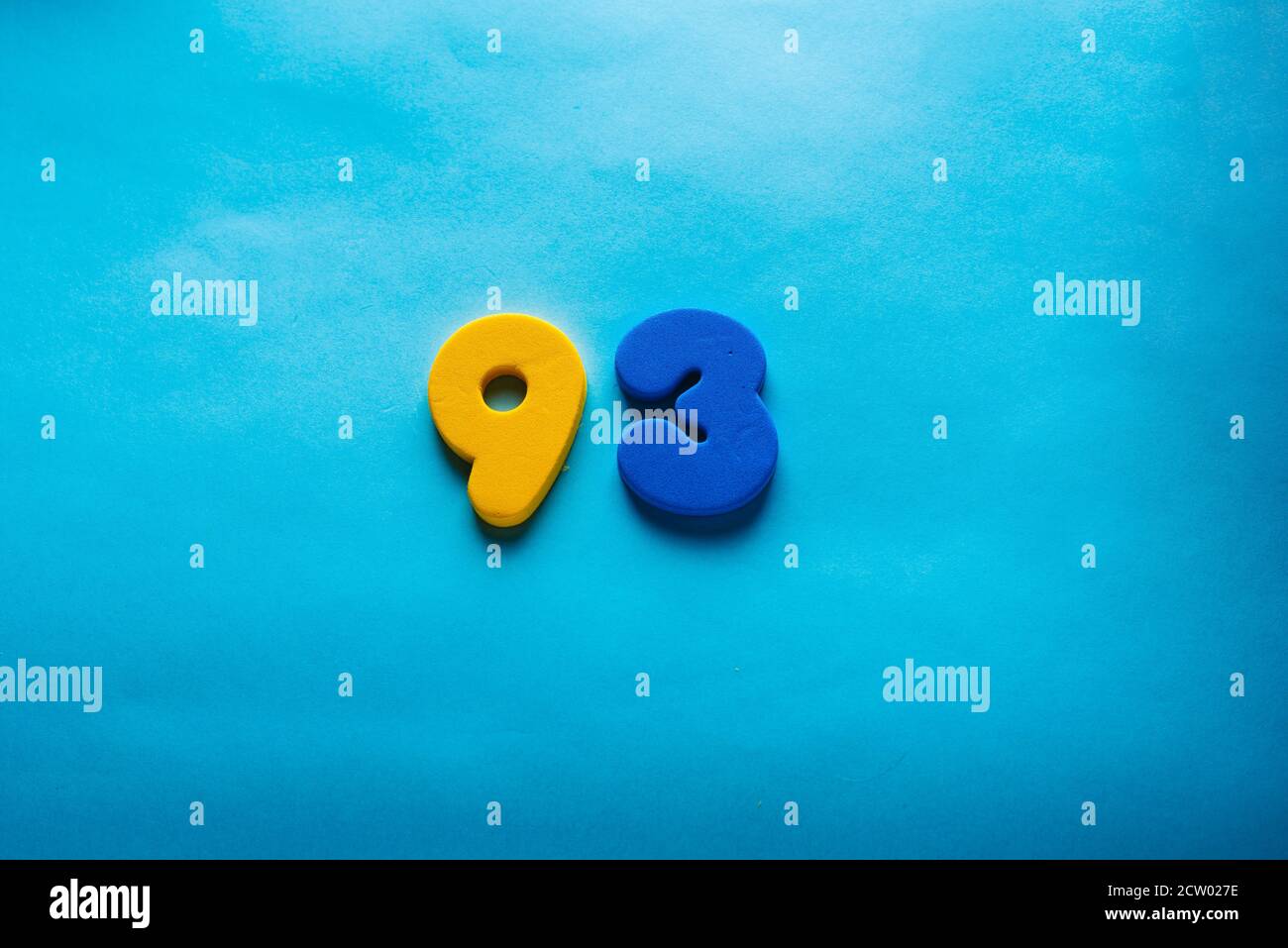 93 years old celebrating classic logo. Colored happy anniversary ninety ...