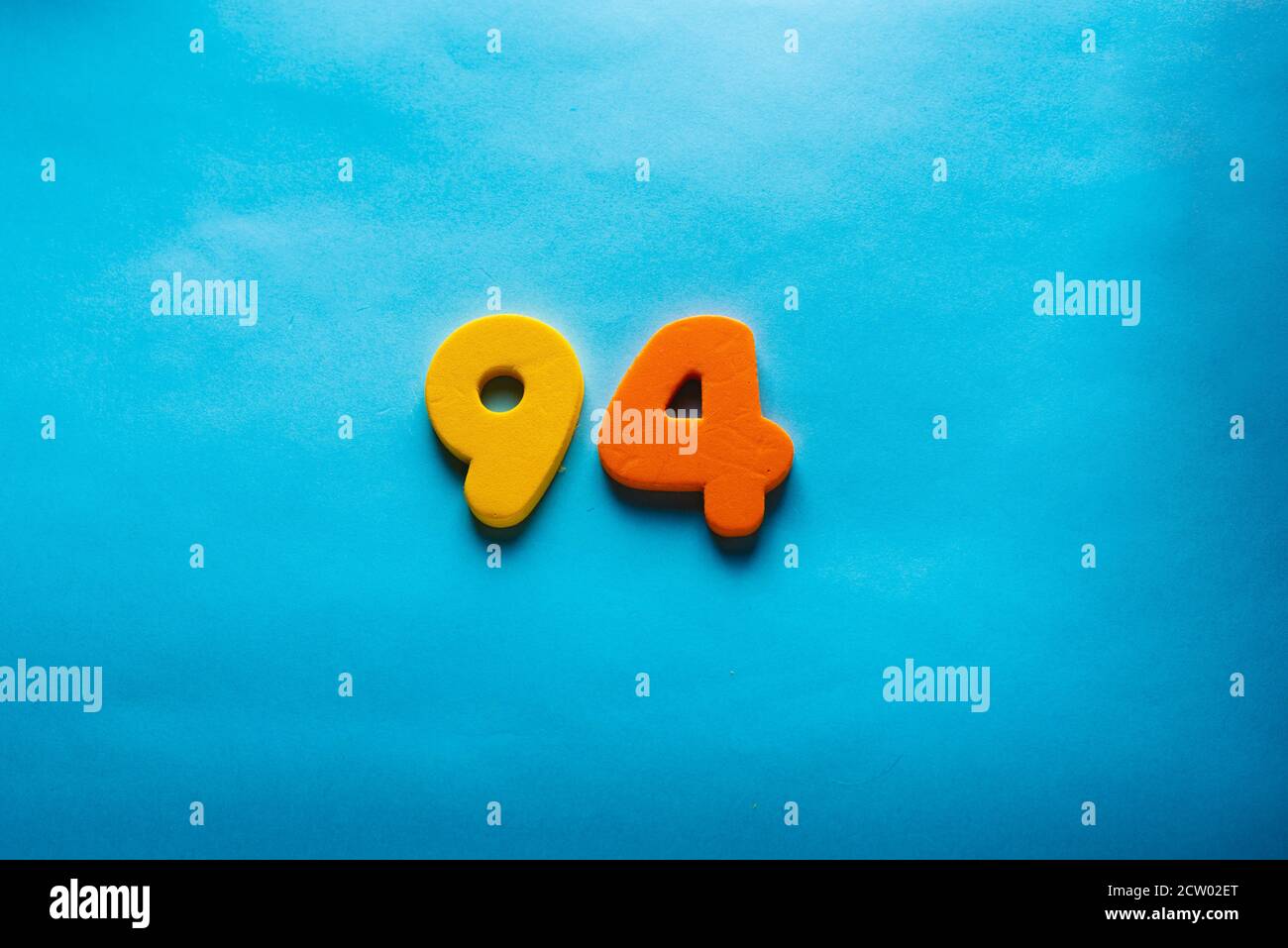 94 years old celebrating classic logo. Colored happy anniversary ninety ...