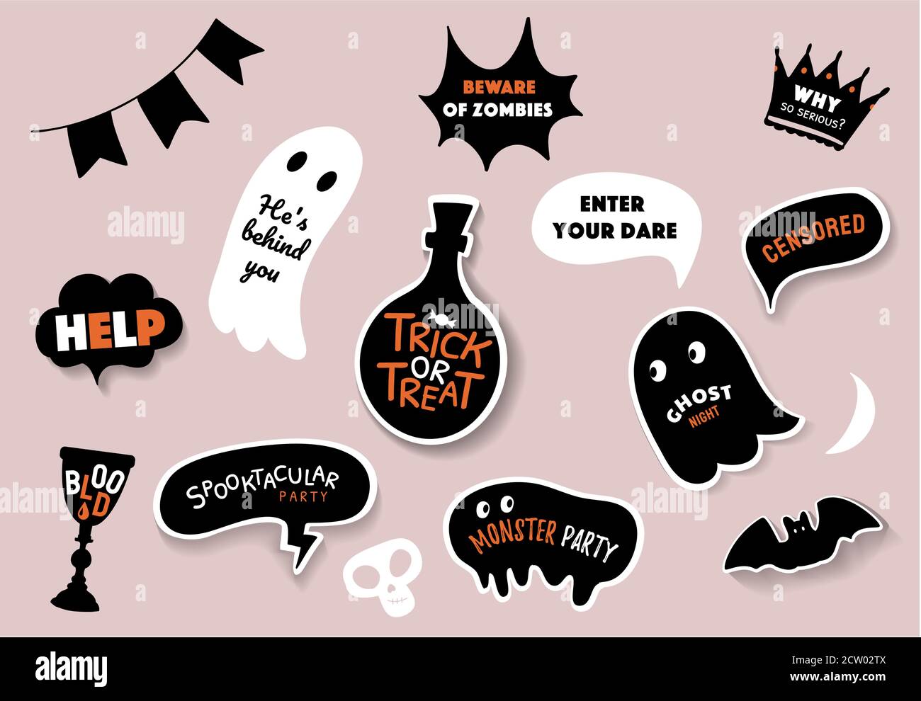 Vector speech bubbles set with halloween text Stock Vector Image & Art ...