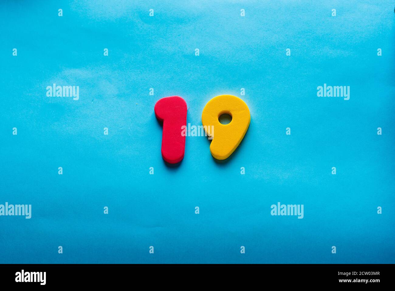 19 years old celebrating classic logo. Colored happy anniversary 19 th ...
