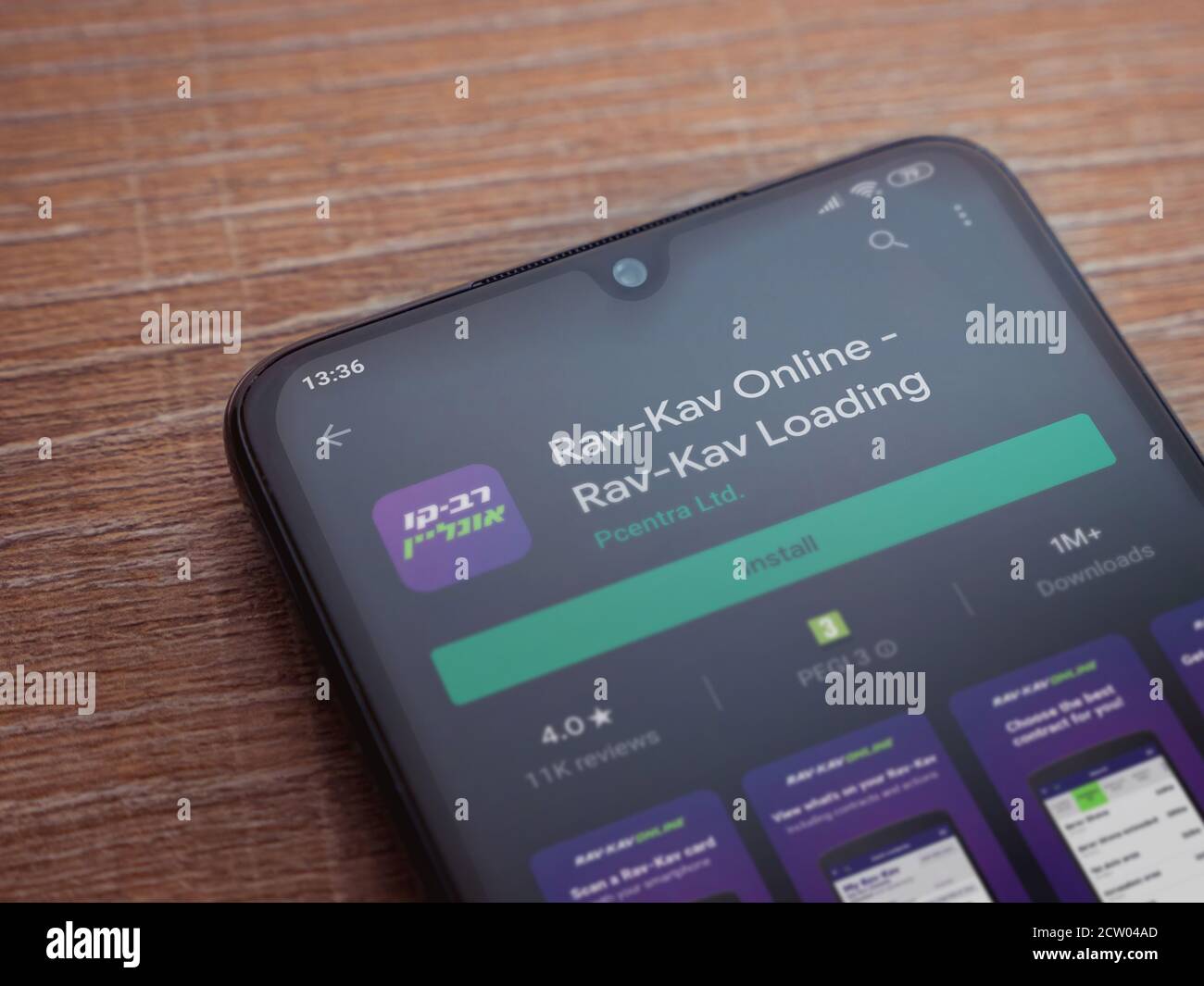 Lod, Israel - July 8, 2020: Rav Kav Online app play store page on the ...