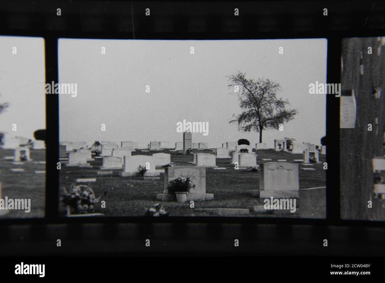 Fine 1970s vintage black and white photography of gravestones standing ...