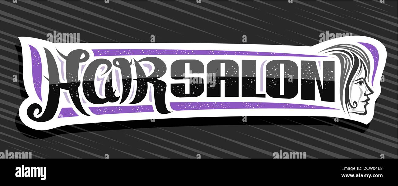 Vector banner for Hair Salon, white decorative sign board with women ...