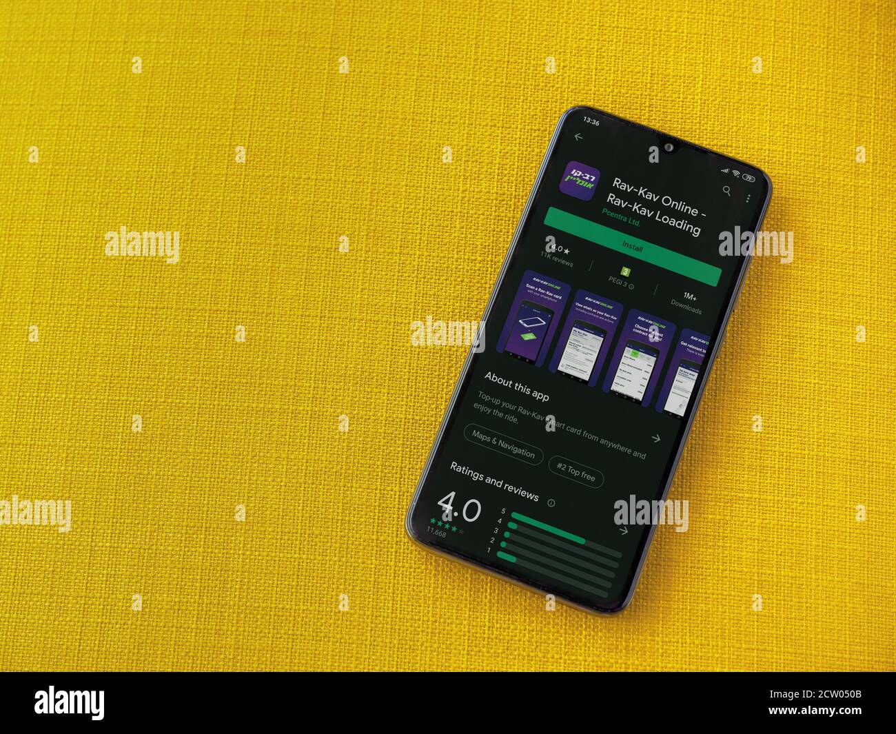 Lod, Israel - July 8, 2020: Rav Kav Online app play store page on the ...