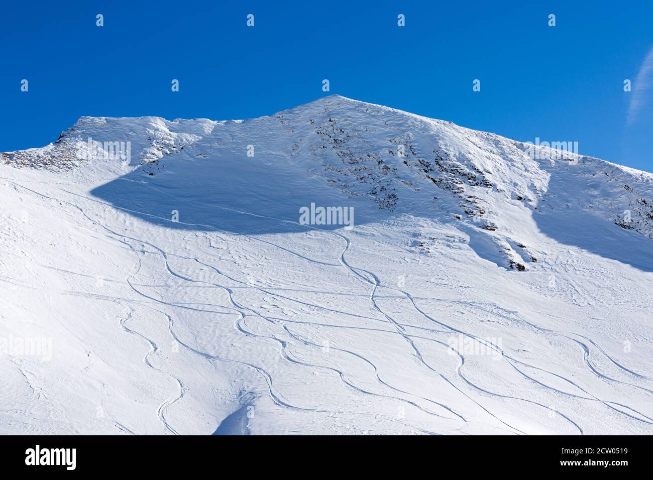 Berghang, Gipfel, Skispuren im Schnee, Allgäuer Alpen, Oberstdorf Stock ...