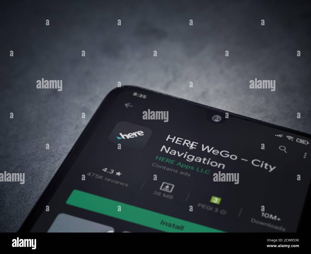 Lod, Israel - July 8, 2020: HERE WeGo app play store page on the ...