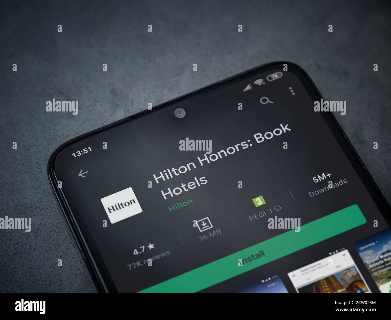 Lod, Israel - July 8, 2020: Hilton Honors app play store page on the ...