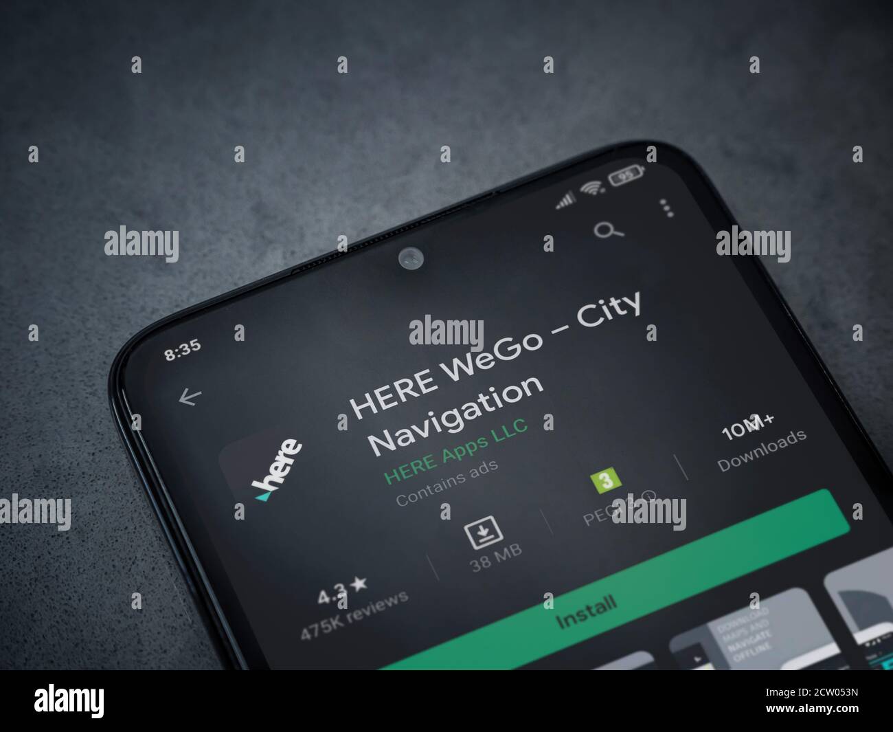 Lod, Israel - July 8, 2020: HERE WeGo app play store page on the ...