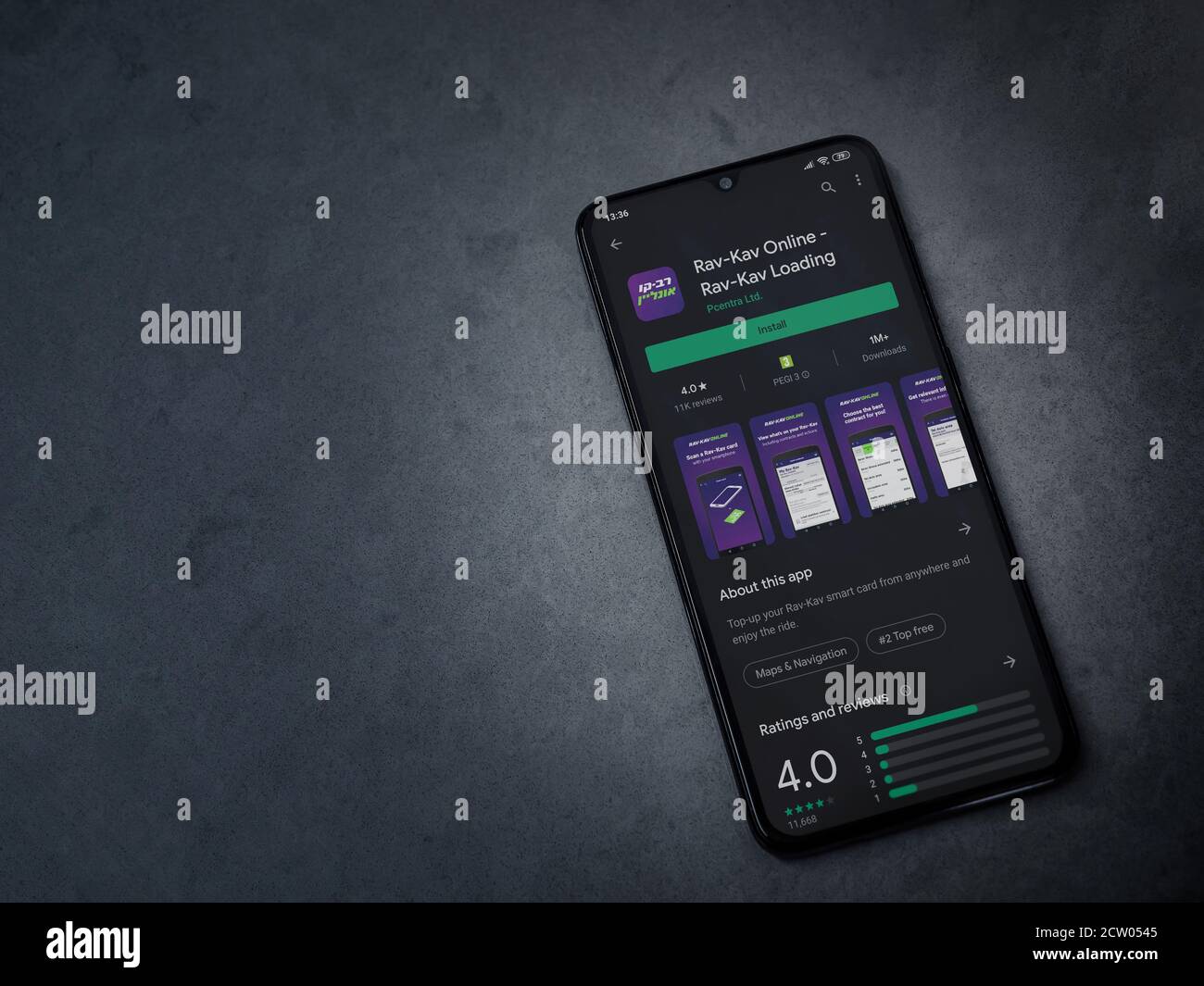 Lod, Israel - July 8, 2020: Rav Kav Online app play store page on the ...