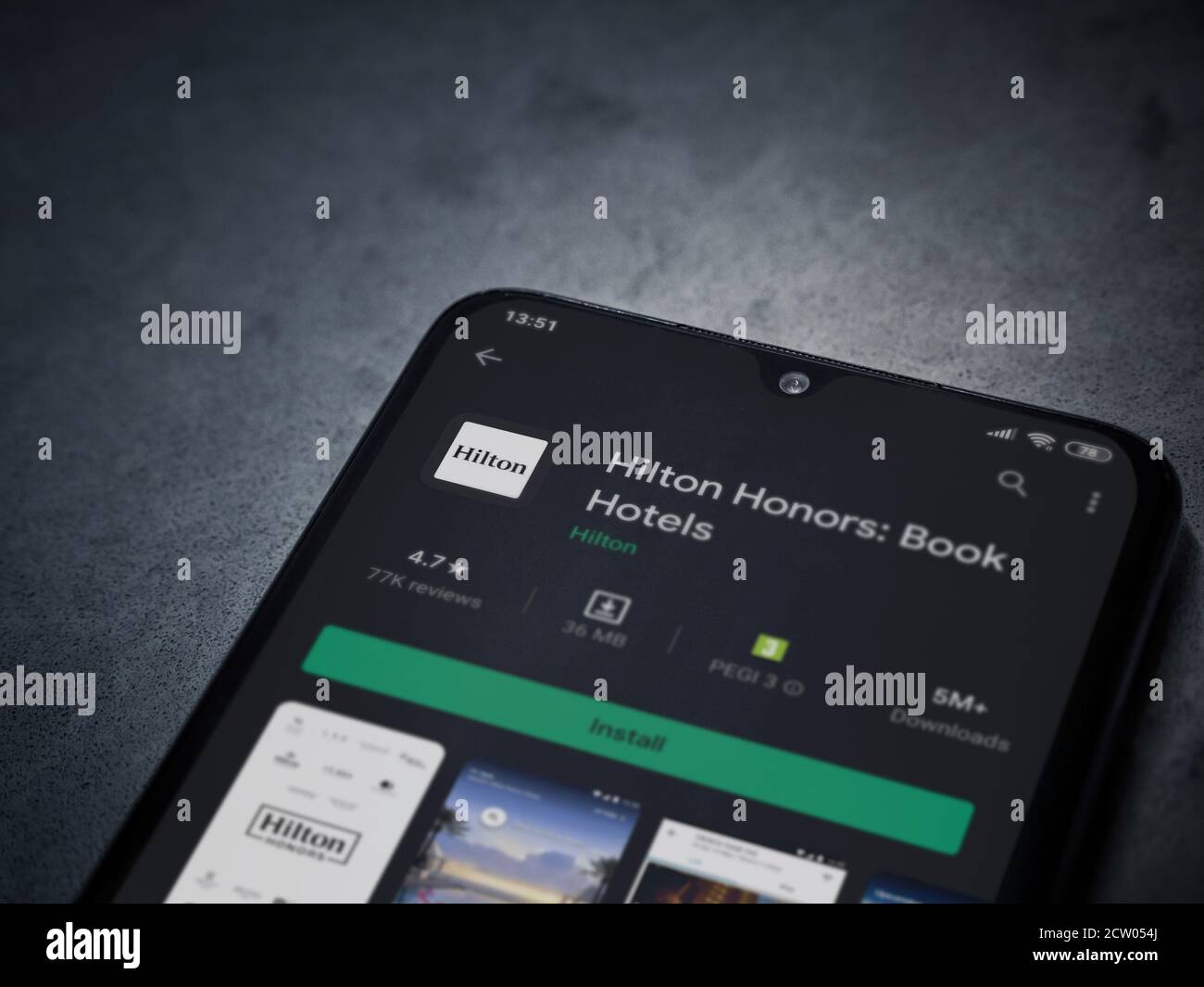 Lod, Israel - July 8, 2020: Hilton Honors app play store page on the ...