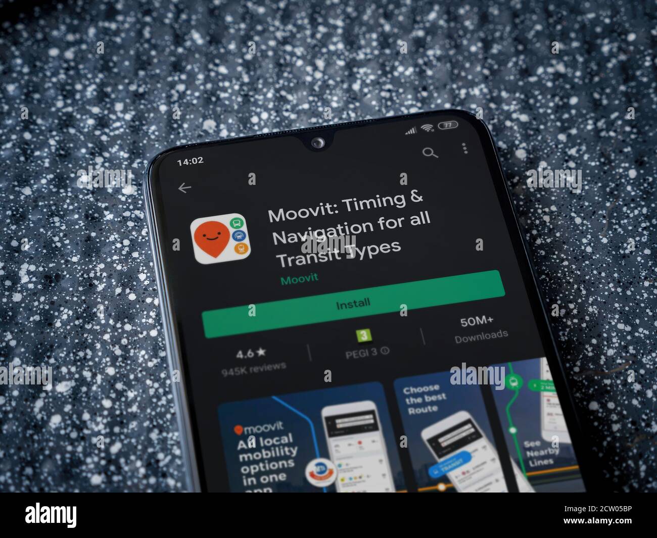 Lod, Israel - July 8, 2020: Moovit app play store page on the display ...