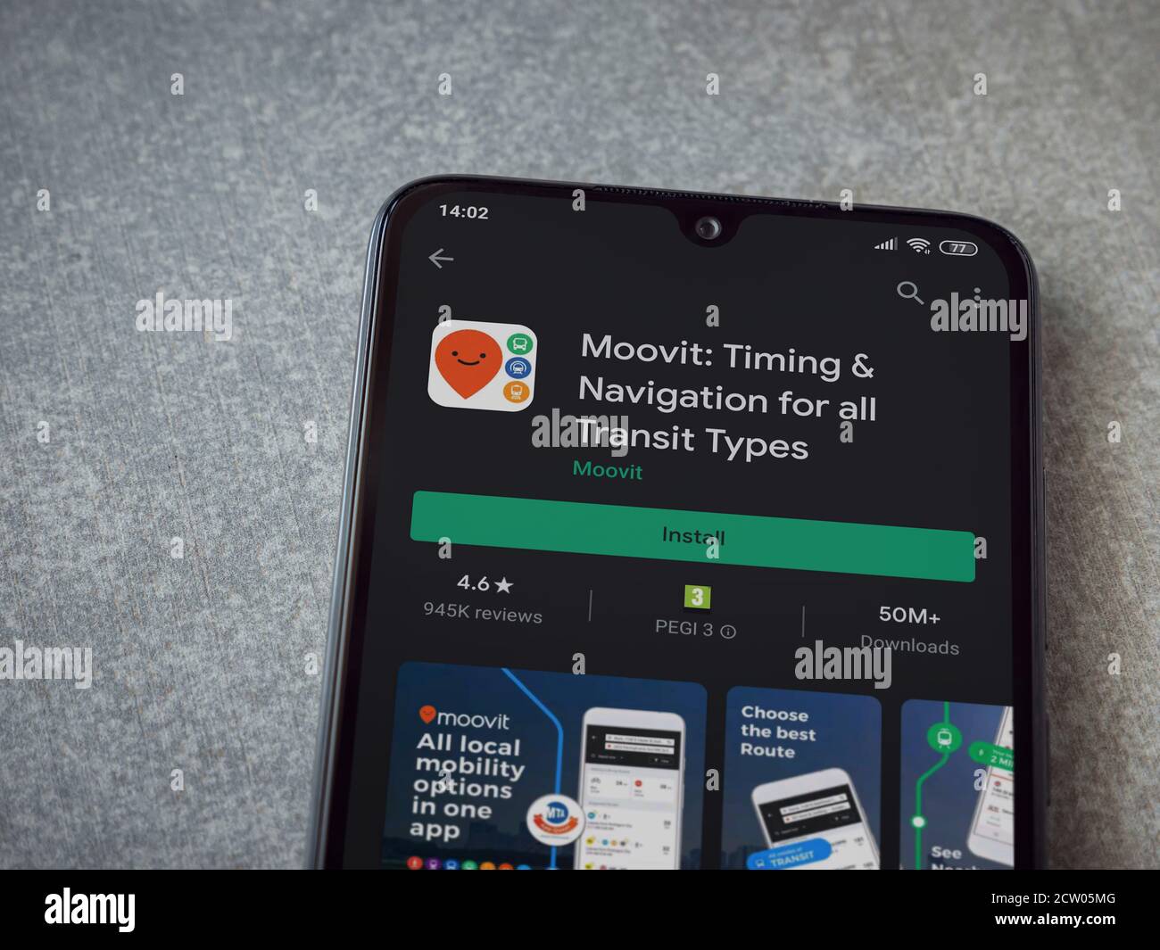 Lod, Israel - July 8, 2020: Moovit app play store page on the display ...