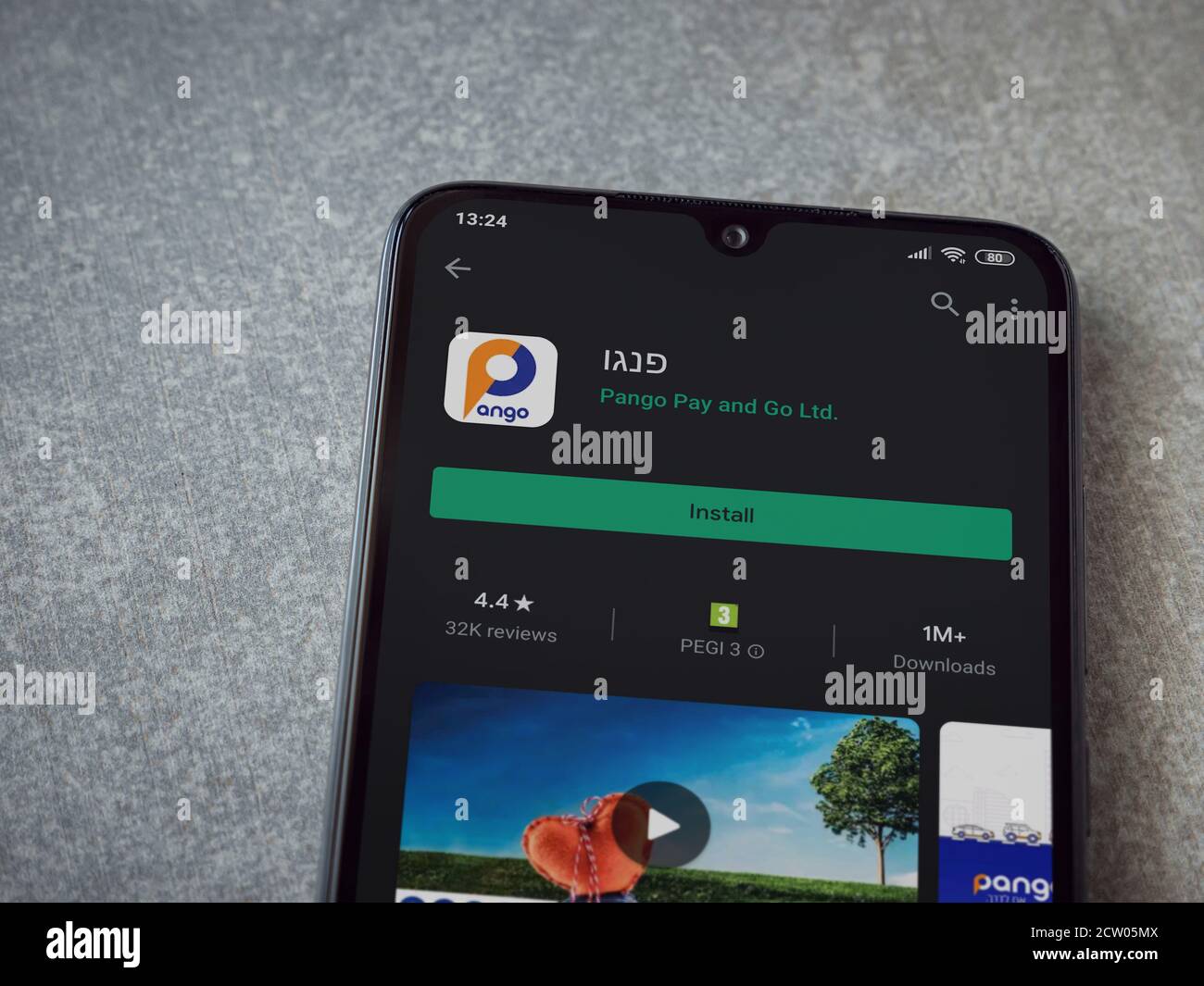 Lod, Israel - July 8, 2020: Pango app play store page on the display of ...