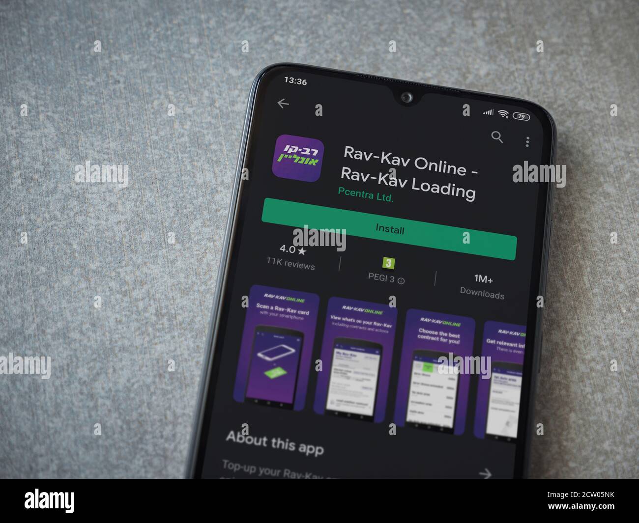 Lod, Israel - July 8, 2020: Rav Kav Online app play store page on the ...