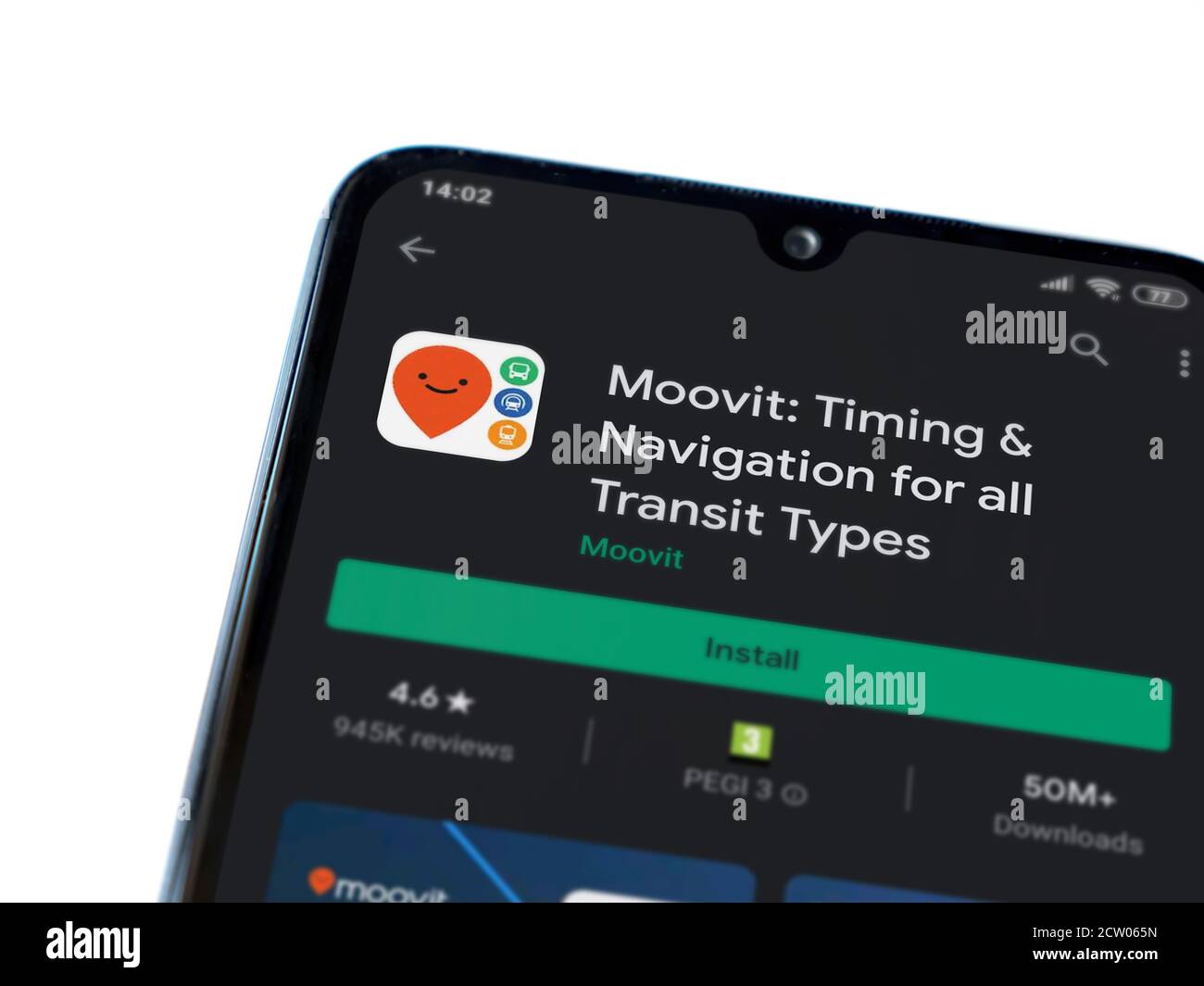 Lod, Israel - July 8, 2020: Moovit app play store page on the display ...