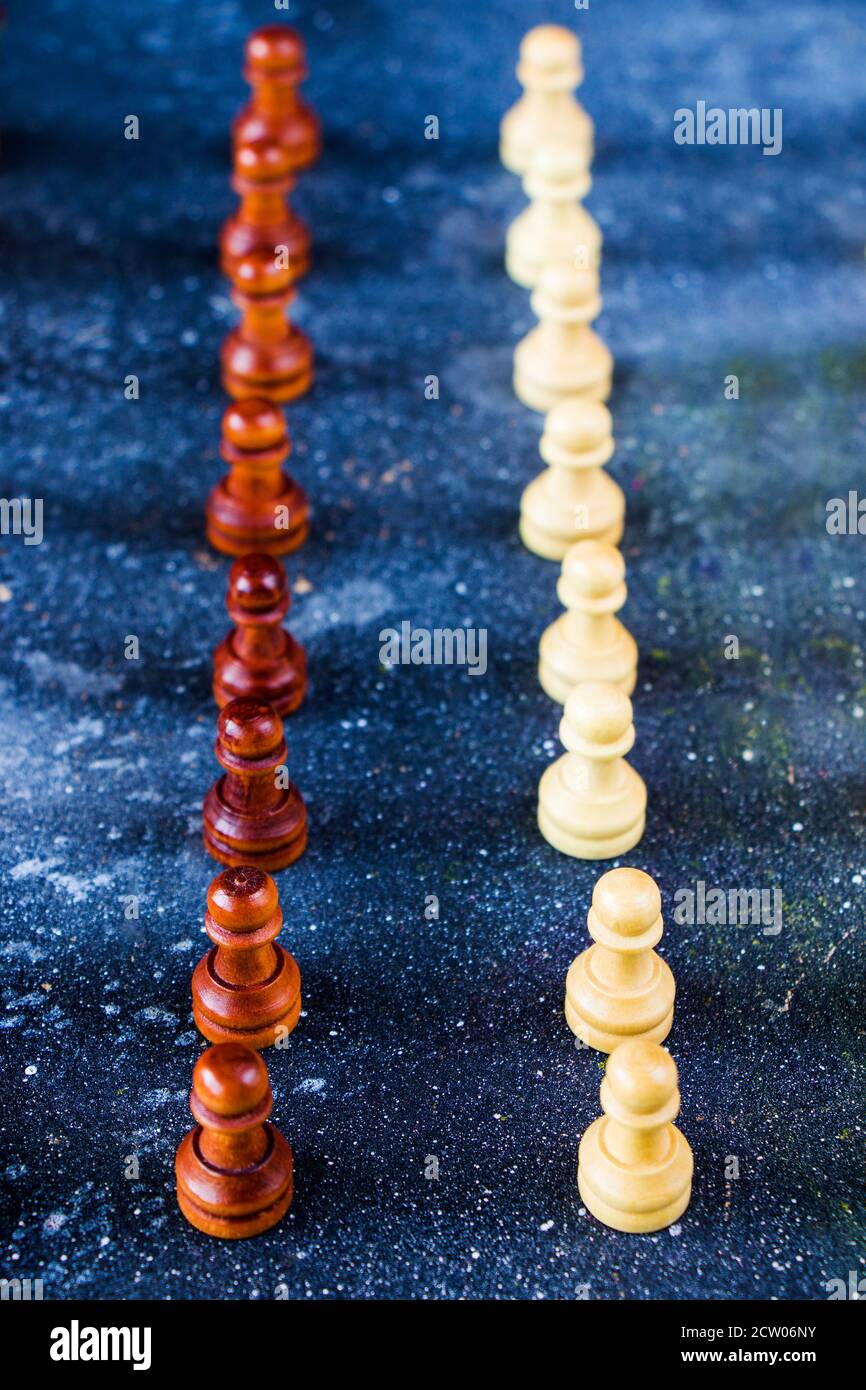 Checkmate and chess Pawn figures close-up, boardgame Stock Photo - Alamy