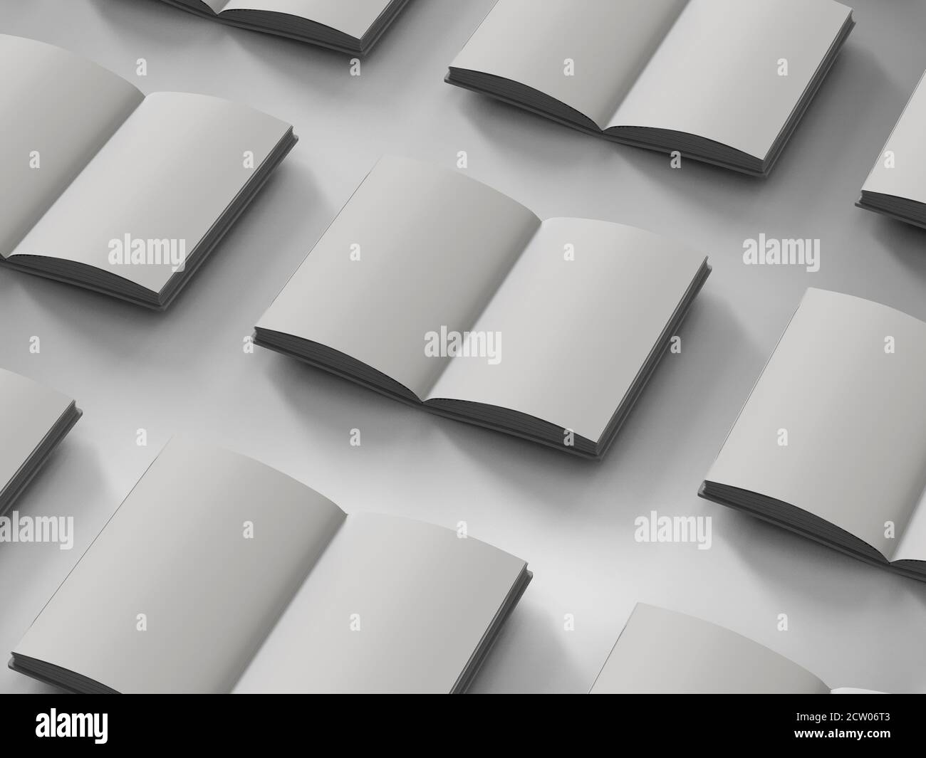 3d rendering blank pages notebooks on white background Stock Photo - Alamy