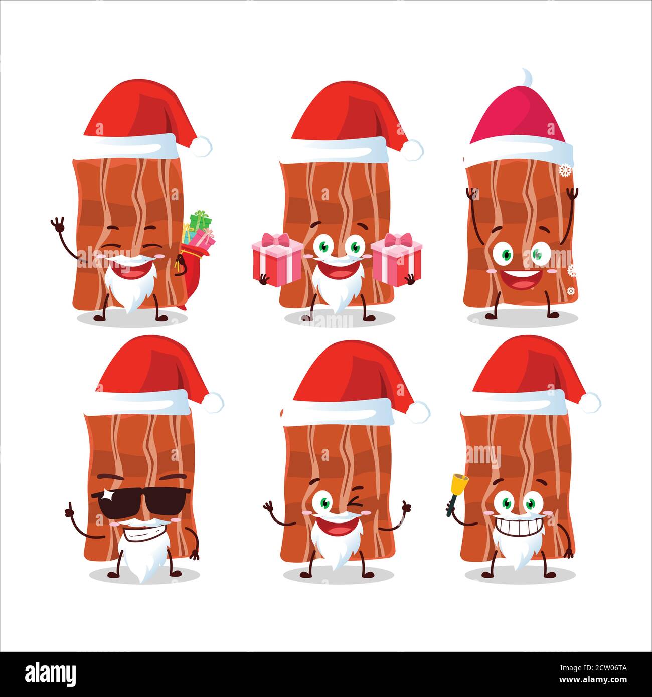 Santa Claus emoticons with fried bacon cartoon character Stock Vector ...