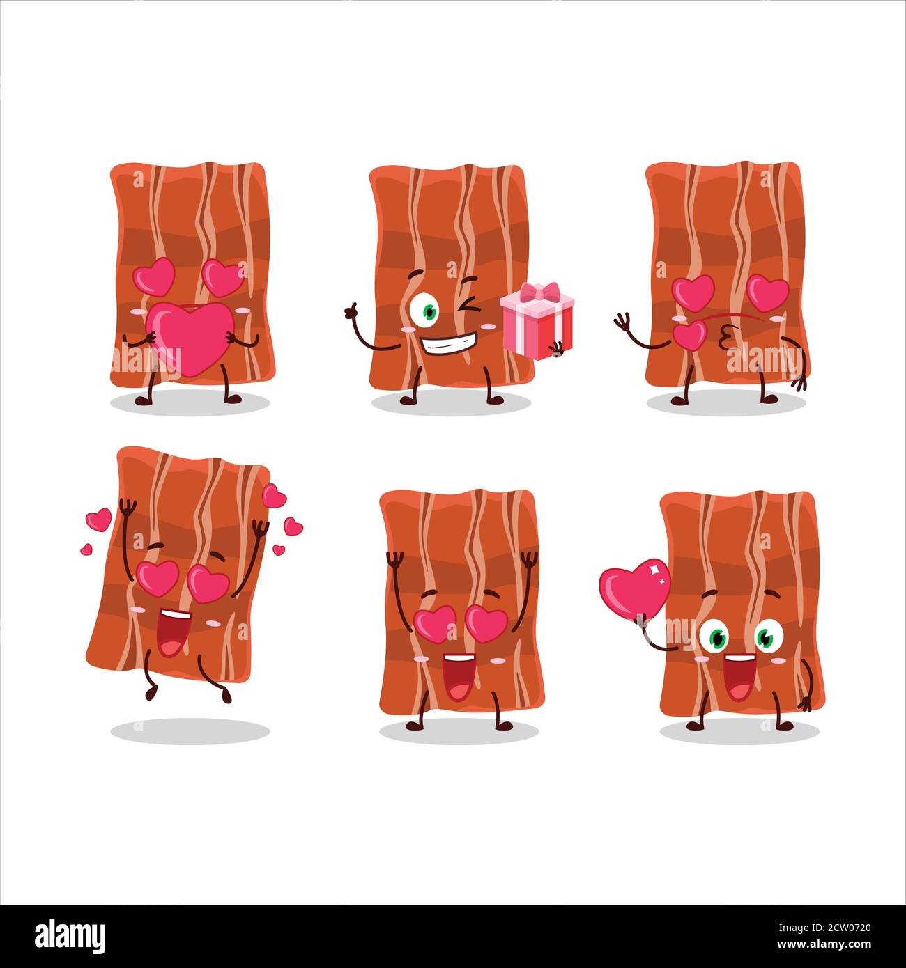 Fried bacon cartoon character with love cute emoticon Stock Vector ...