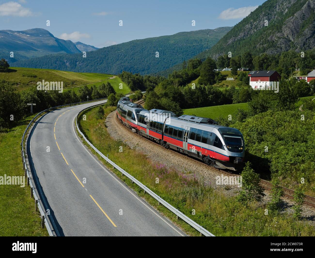 Train on the Rauma Line, Romsdalen, Norway Stock Photo - Alamy