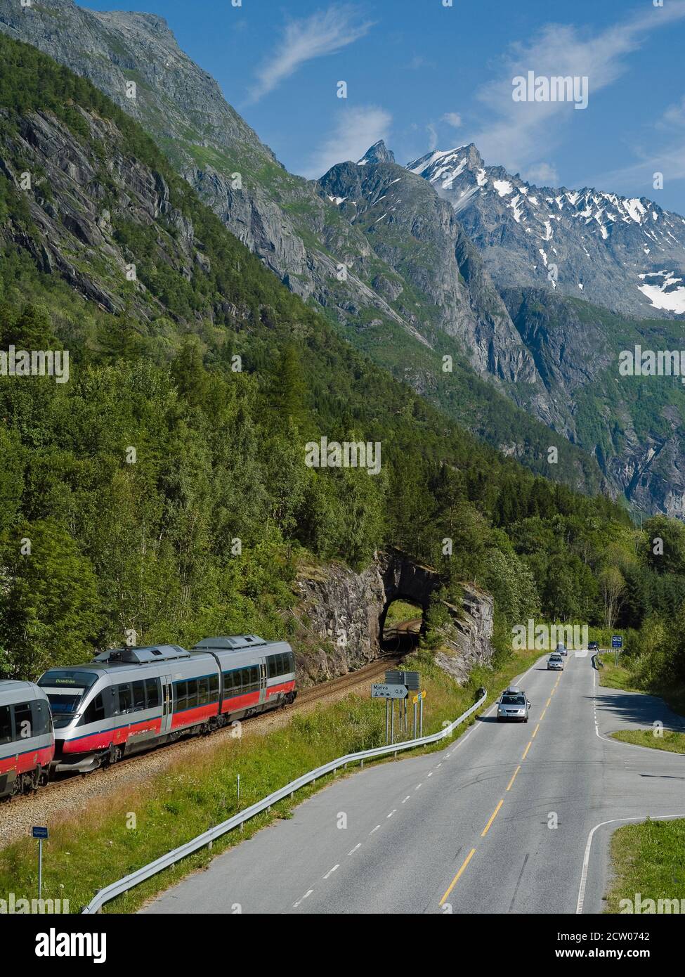 Train on the Rauma Line, Romsdalen, Norway Stock Photo - Alamy