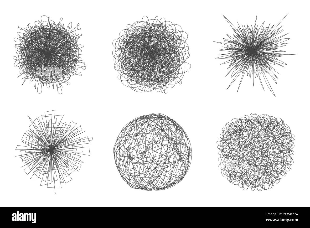 Tangled chaos abstract hand drawn messy scribble ball vector ...