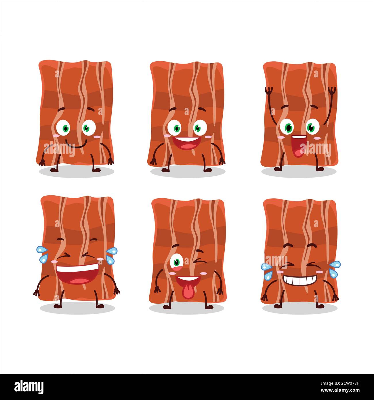 Cartoon character of fried bacon with smile expression Stock Vector ...