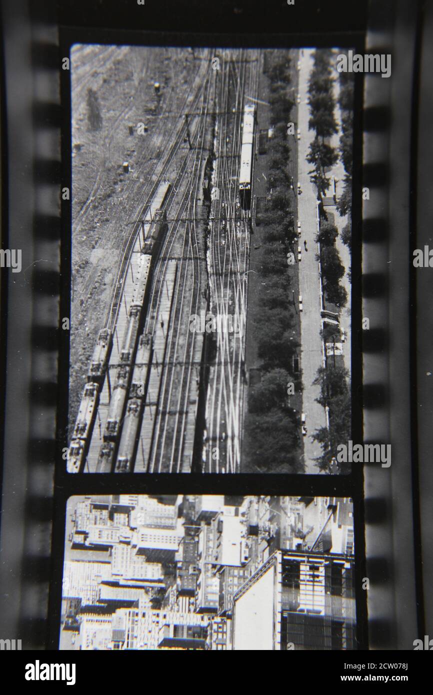 Fine 1970s vintage black and white photography of an aerial view of the ...