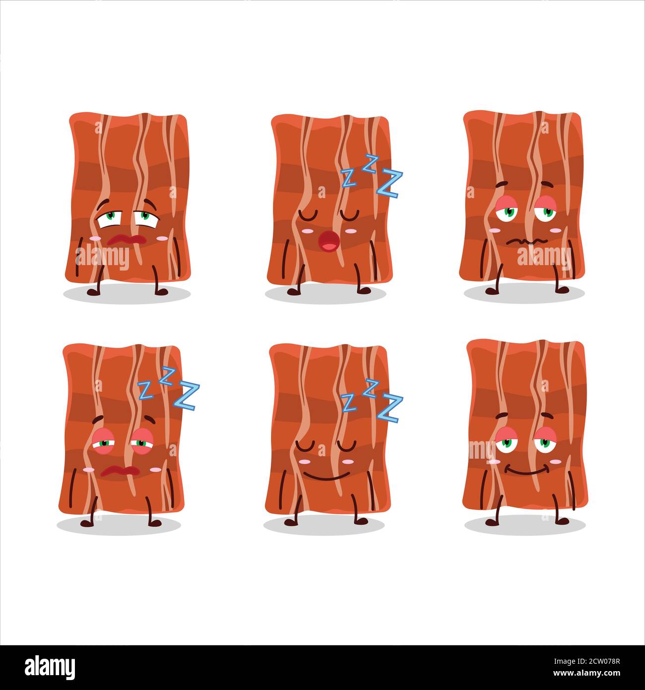 Cartoon character of fried bacon with sleepy expression Stock Vector ...