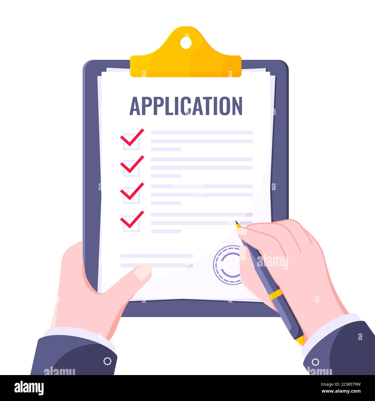 Submit application document form flat style design icon sign vector ...