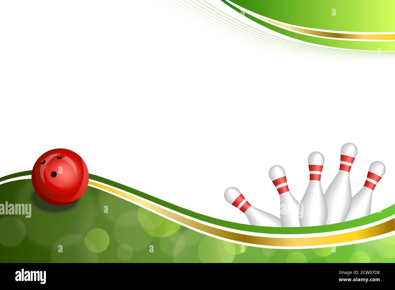 Background abstract green gold tape bowling red ball illustration ...