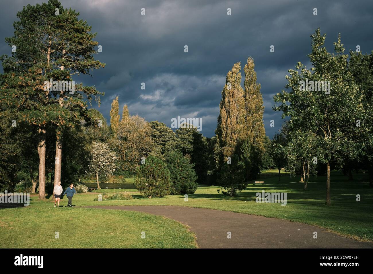 Rain clouds and sunshine at Haslam Park in Preston, Lancashire, UK ...