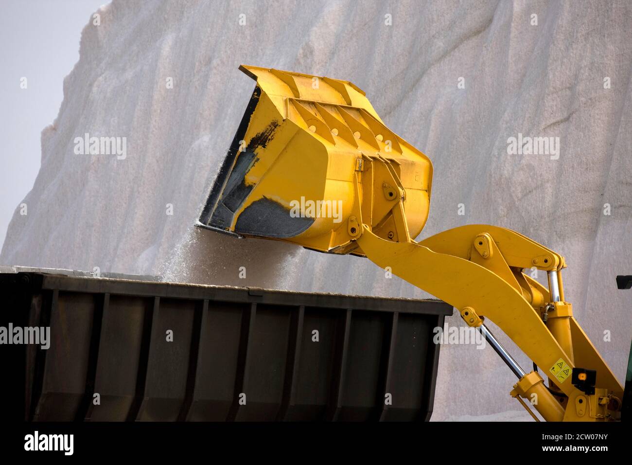 Salt production, Salt pile and Loader at Saltworks, near Walvis Bay ...