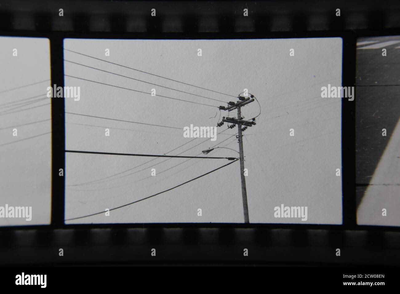 Fine 1970s vintage black and white photography of a corner utility pole ...