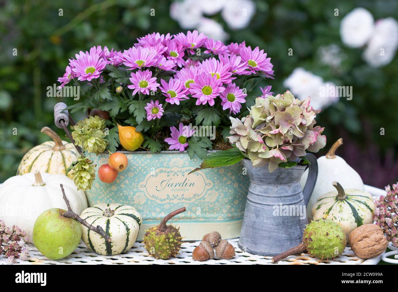 Flower bouquet with hydrangea and Chrysanthemum Stock Photo - Alamy