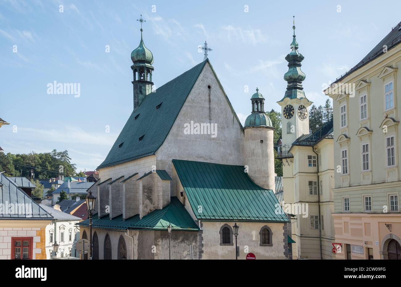 Banska Stiavnica is old medieval mining centre. Unesco heritage town ...