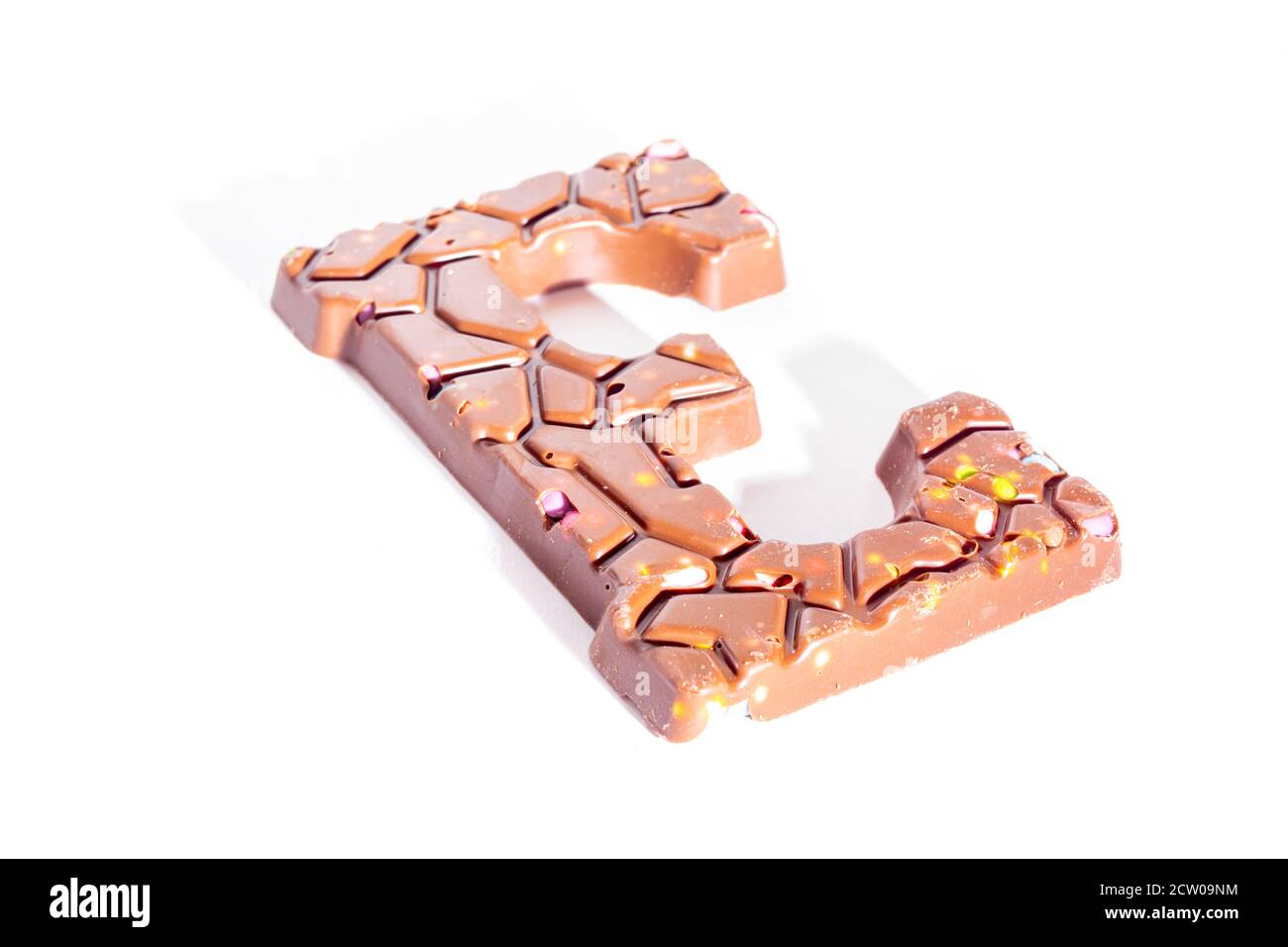 Chocolate letter E. Sweet candy Stock Photo - Alamy