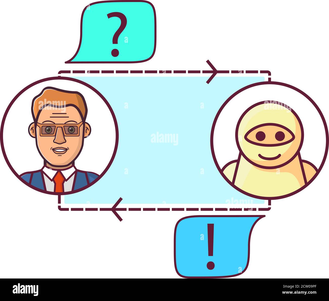 artificial intelligence. Man chatting asks a question Stock Vector ...