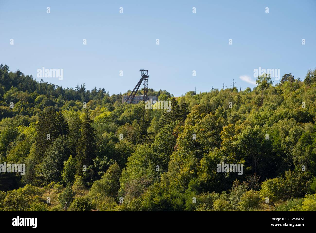 Old abandoned metal mining tower construction Stock Photo - Alamy