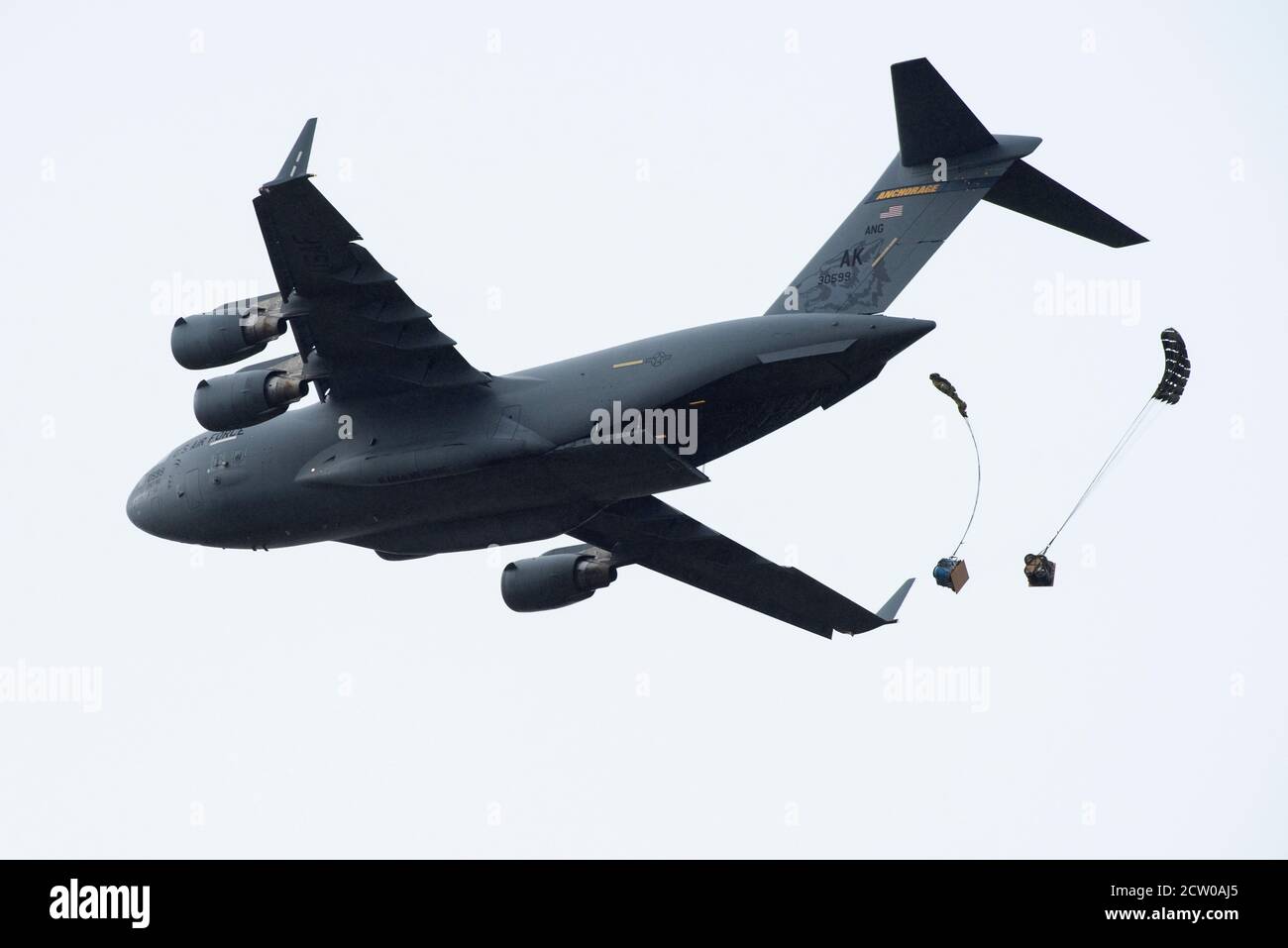 A U.S. Air Force C-17 Globemaster III assigned to the 176th Wing ...