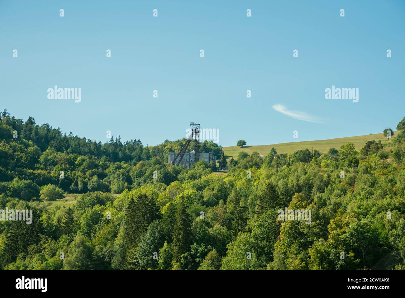 Old abandoned metal mining tower construction Stock Photo - Alamy