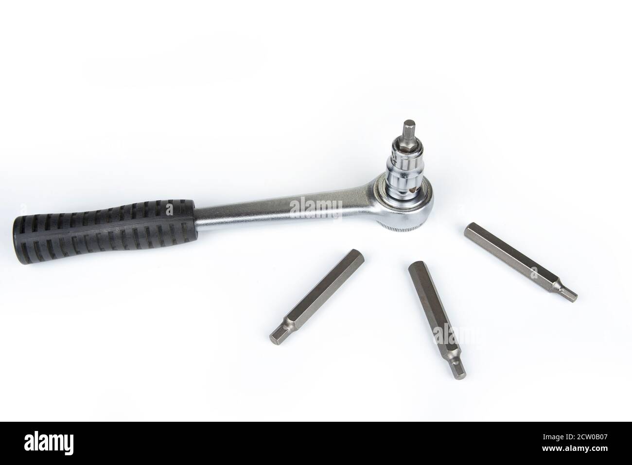 Ratchet with hexagonal bits on a white Stock Photo - Alamy