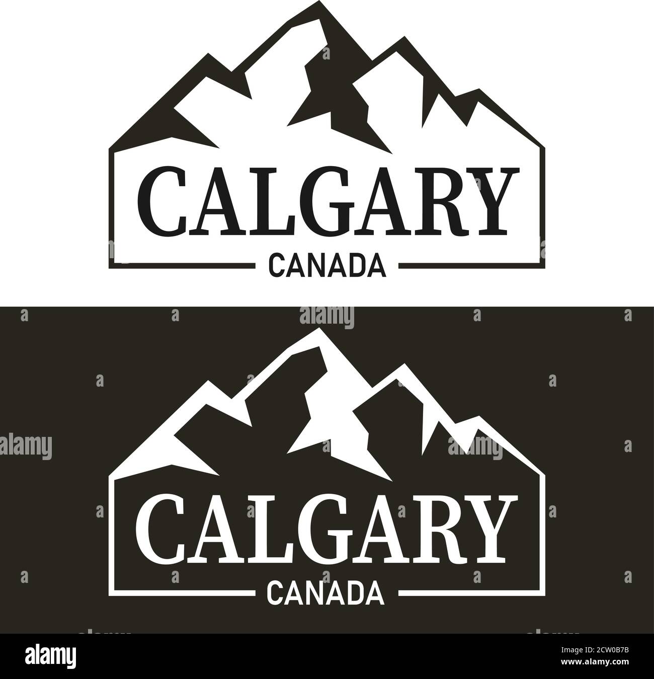 calgary mountain modern flat logo on a white or black background Stock ...