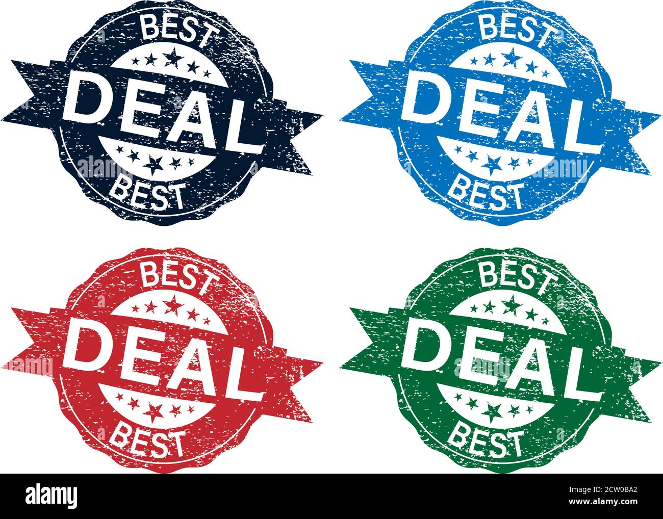 Abstract grunge rubber stamp set with the text Best Deal written inside ...